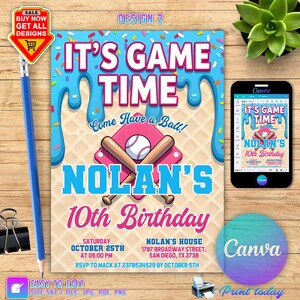 Baseball Drip Birthday Party Invitation, Baseball Birthday Invite ...