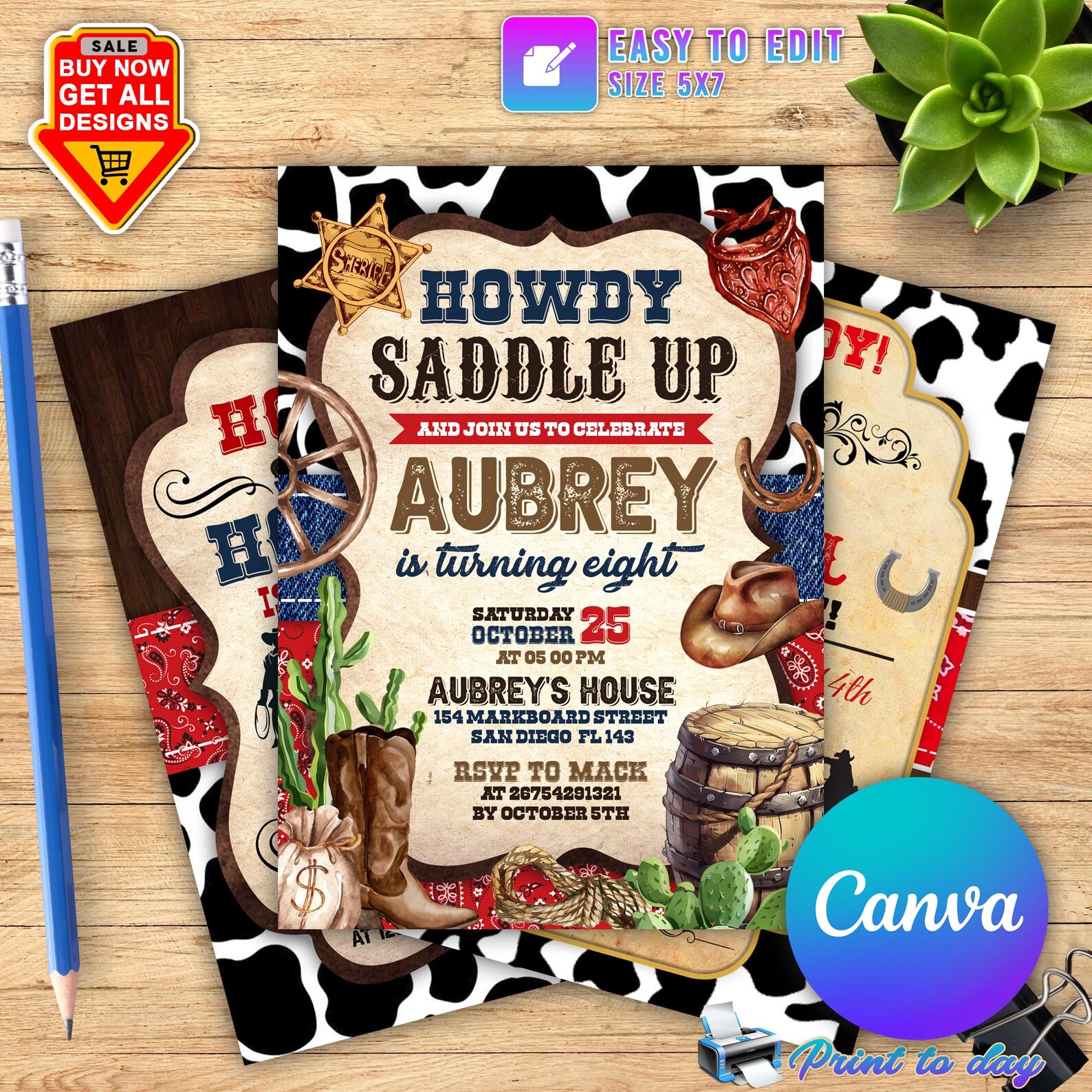 Cowboy Birthday Party Invitation Template, Country Western Party ...