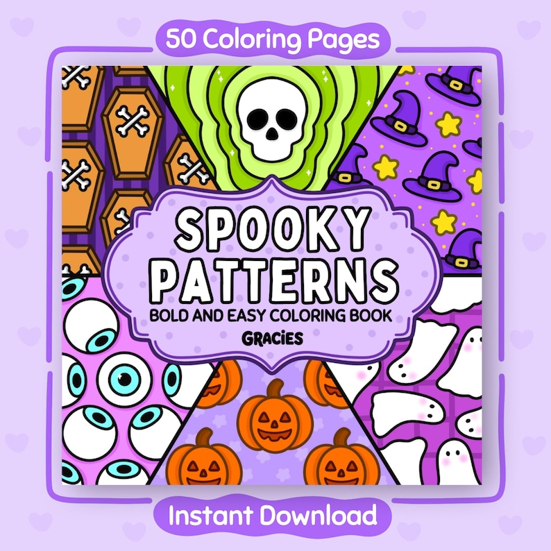Spooky Patterns Coloring Book | 50 Bold and Easy Halloween Coloring ...