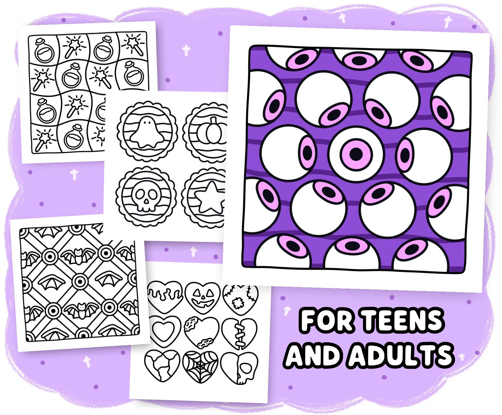 Spooky Patterns Coloring Book | 50 Bold and Easy Halloween Coloring ...
