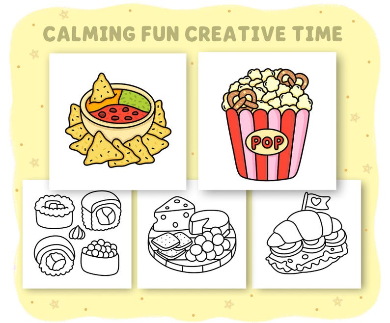 Cute Snacks Coloring Pages, 50 Bold and Easy Designs to Color, Fun ...