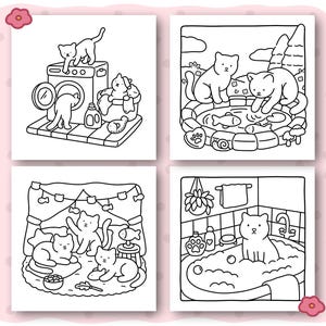 Cat Days Coloring Book, Cute and Relaxing Scenes for Cat Lovers ...