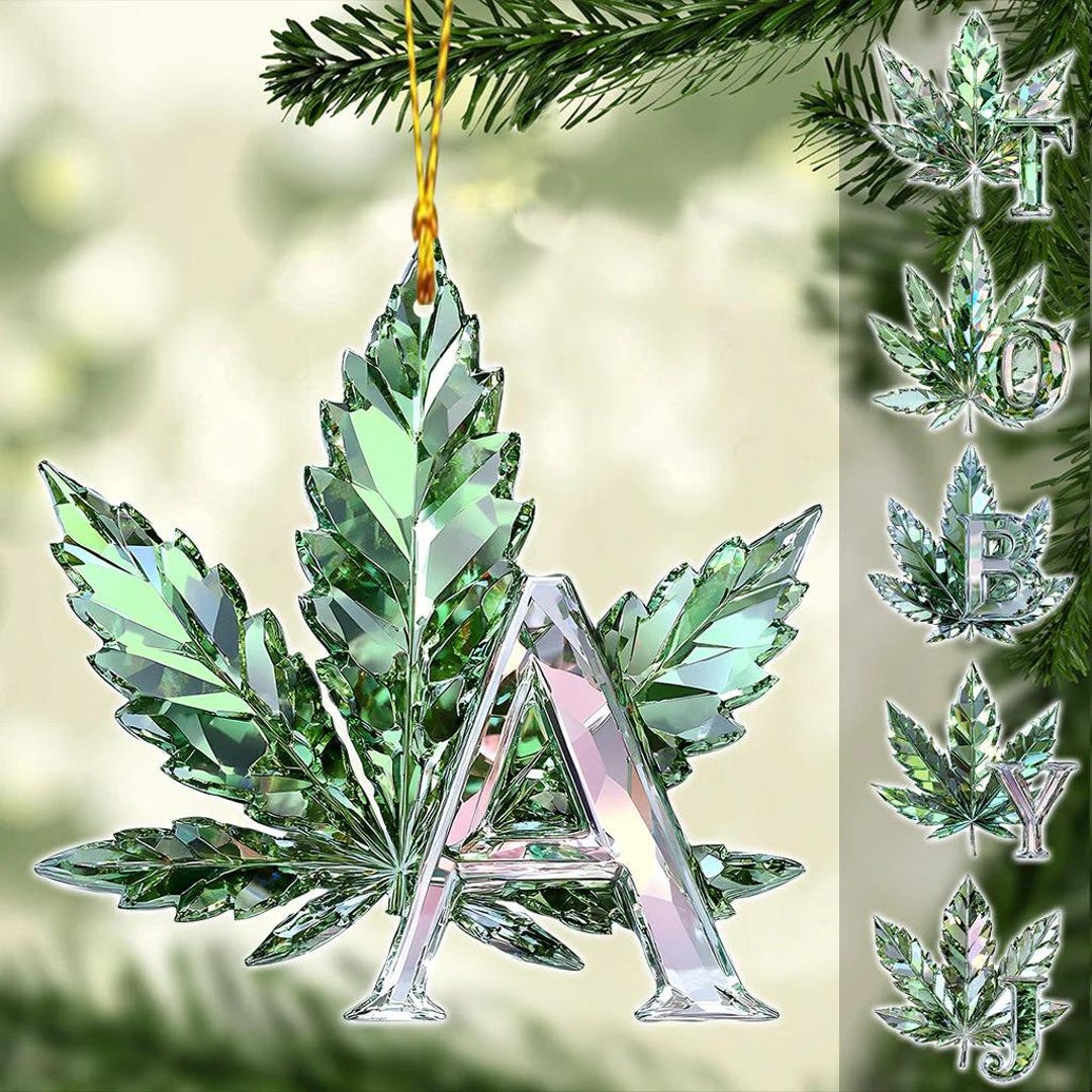 Stoned Alphabet Personalized Weed Ornament, Initial Letter Crystal ...