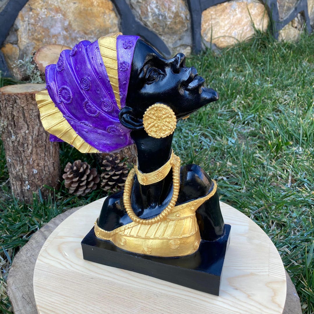 African Lady Sculpture, African Woman Decor, Lady Statue, Handmade Gift ...