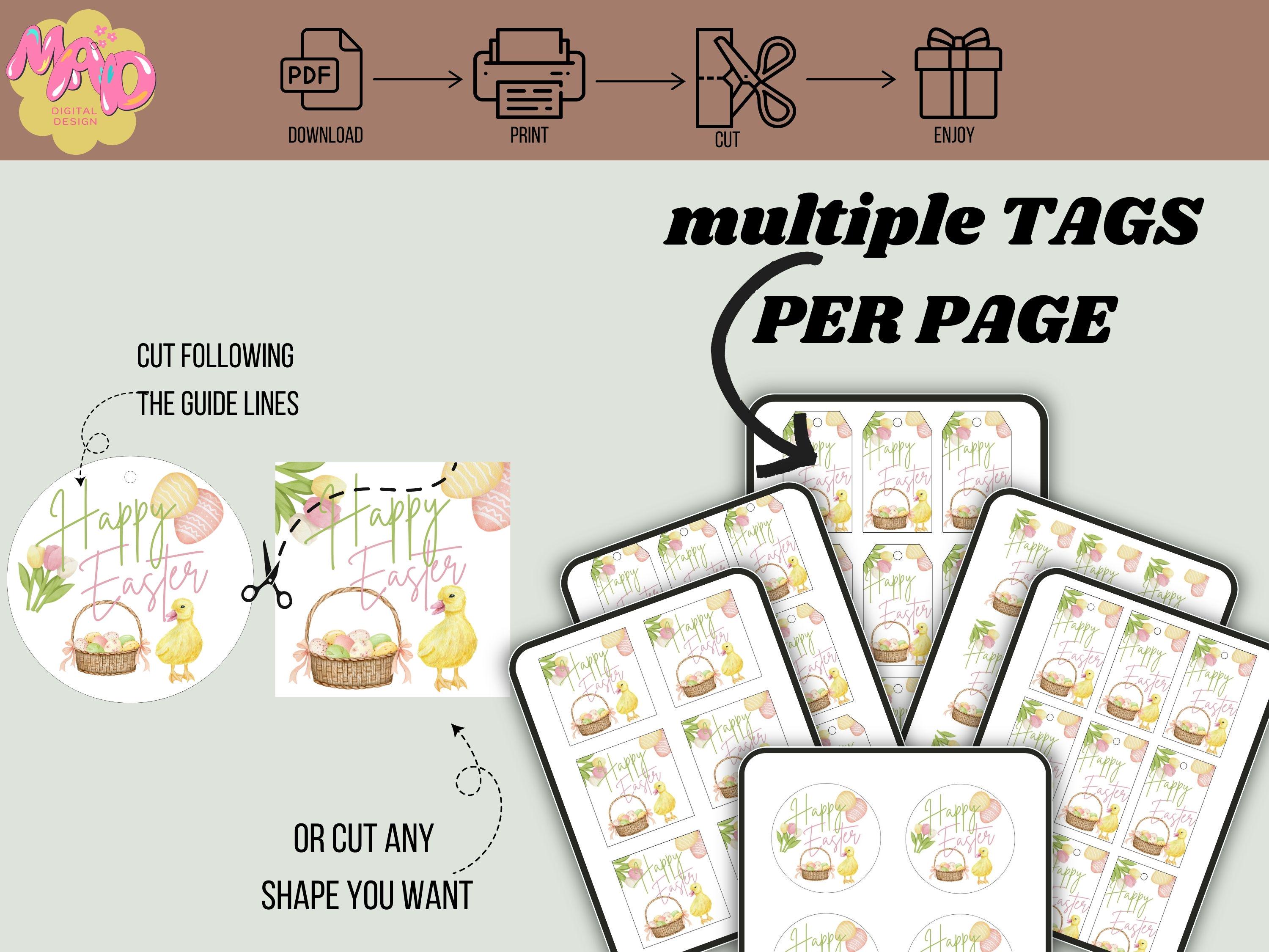 Happy Easter Gift Tag Bundle, Easter Basket Tags, Printable Cute Labels ...