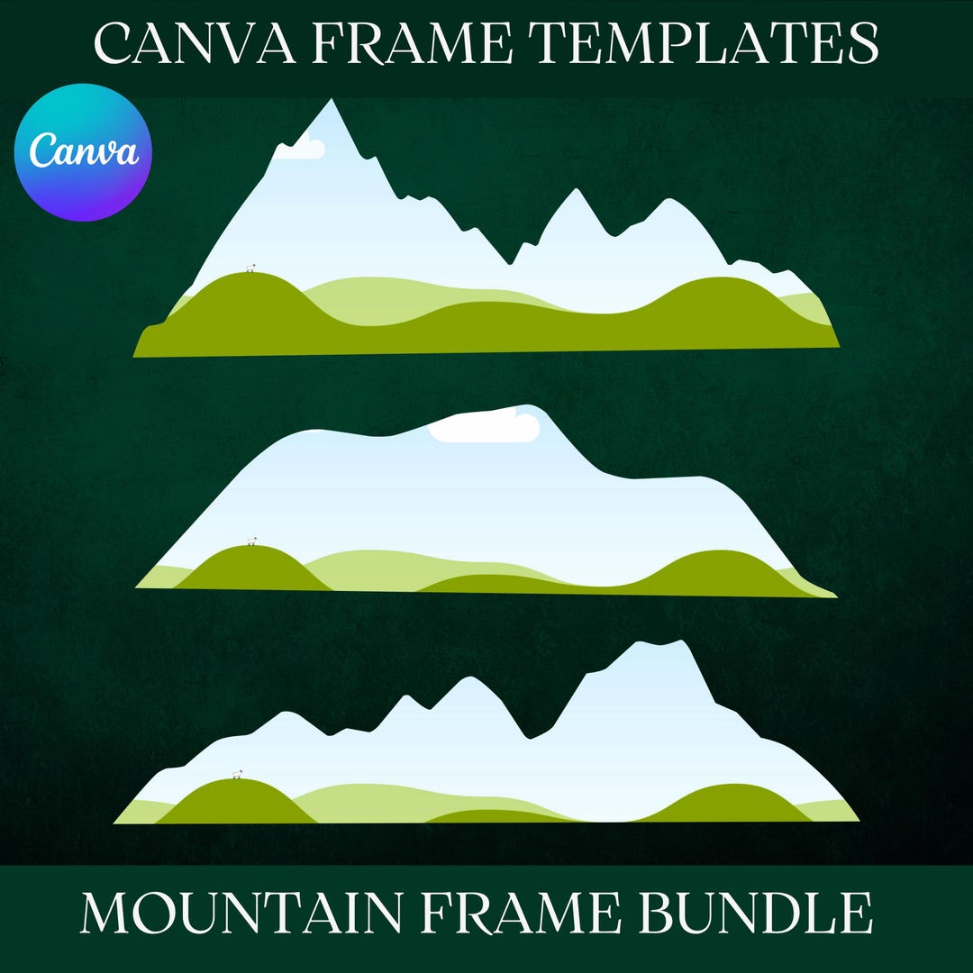 Mountain Canva Frame Template, Digital Art Editable Frames, Digital ...