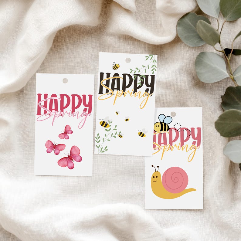 Happy Spring Gift Tag Bundle, Printable Hello Spring Gift Labels, Small ...