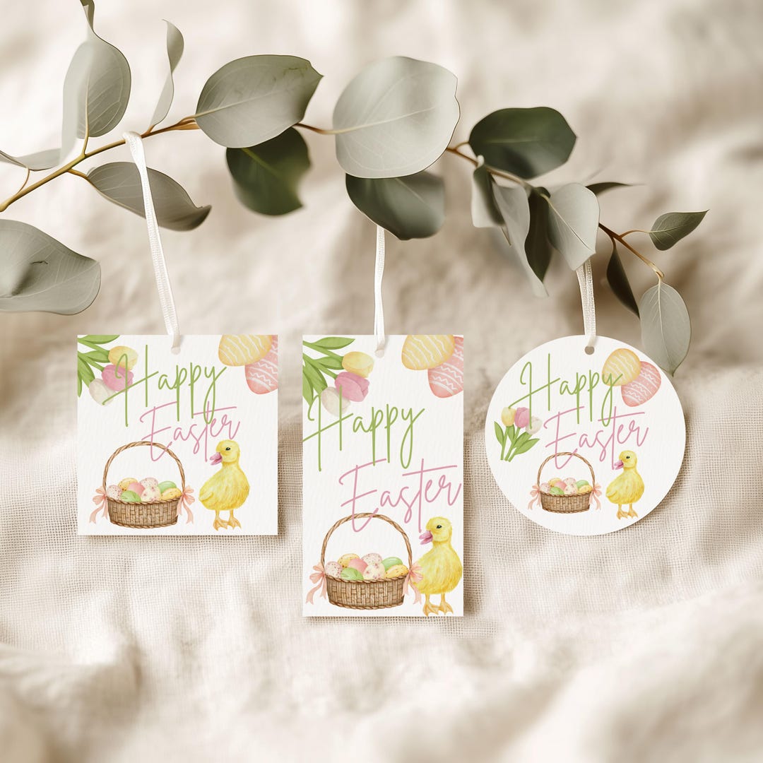 Happy Easter Gift Tag Bundle, Easter Basket Tags, Printable Cute Labels ...