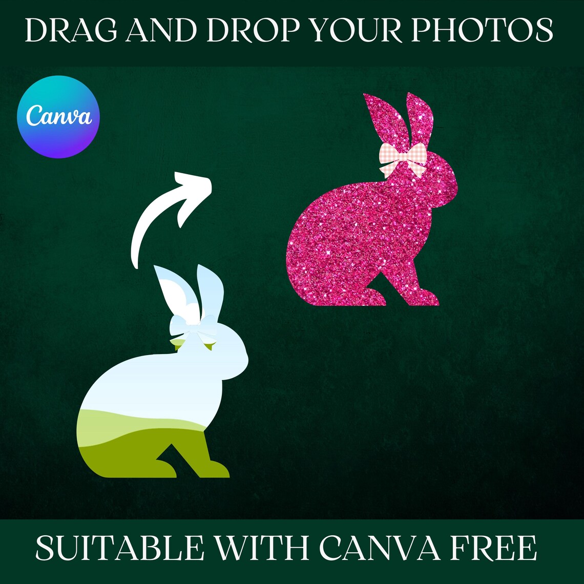 Easter Bunny Canva Frame Template, Rabbit and Bow Editable Frames ...