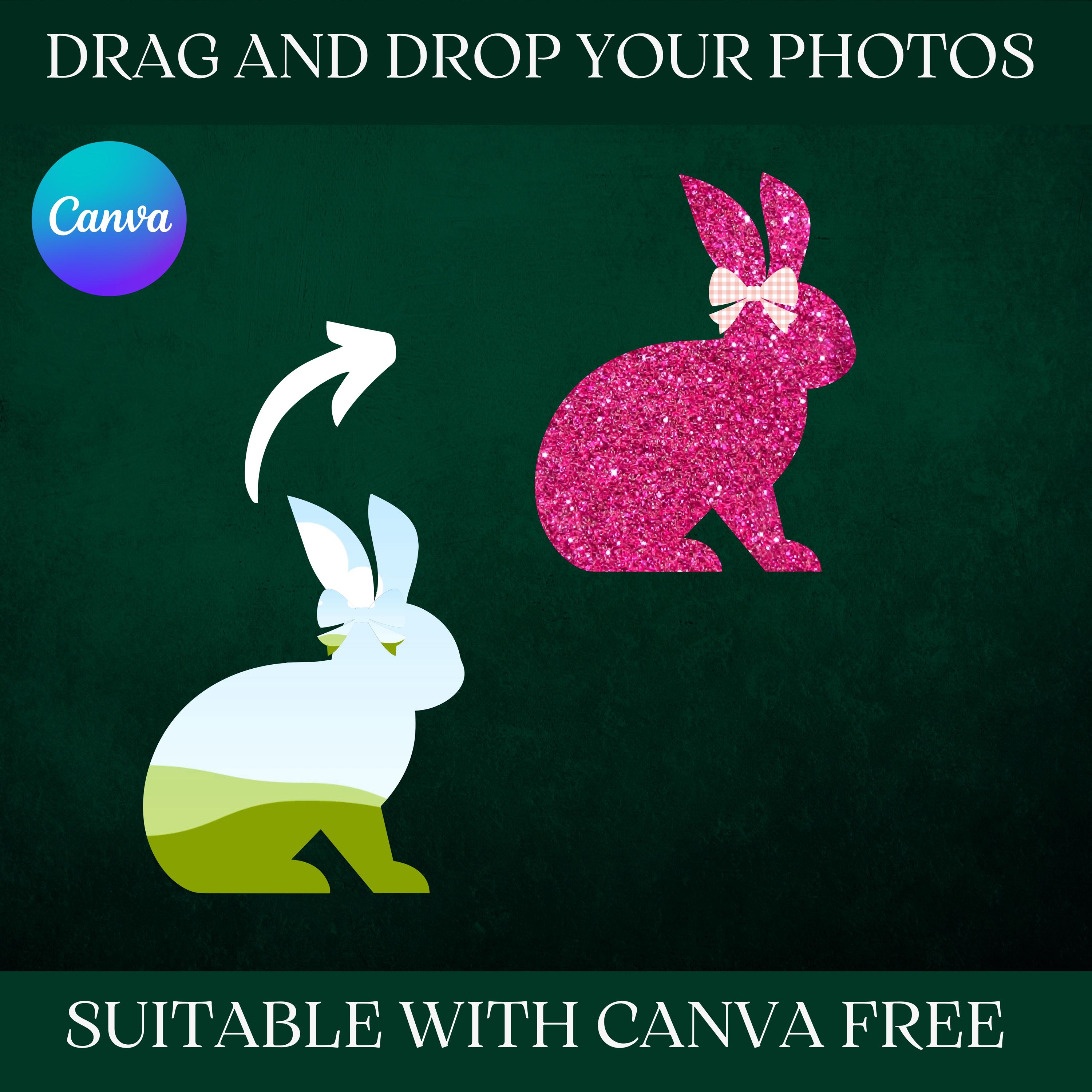 Easter Bunny Canva Frame Template, Rabbit and Bow Editable Frames ...