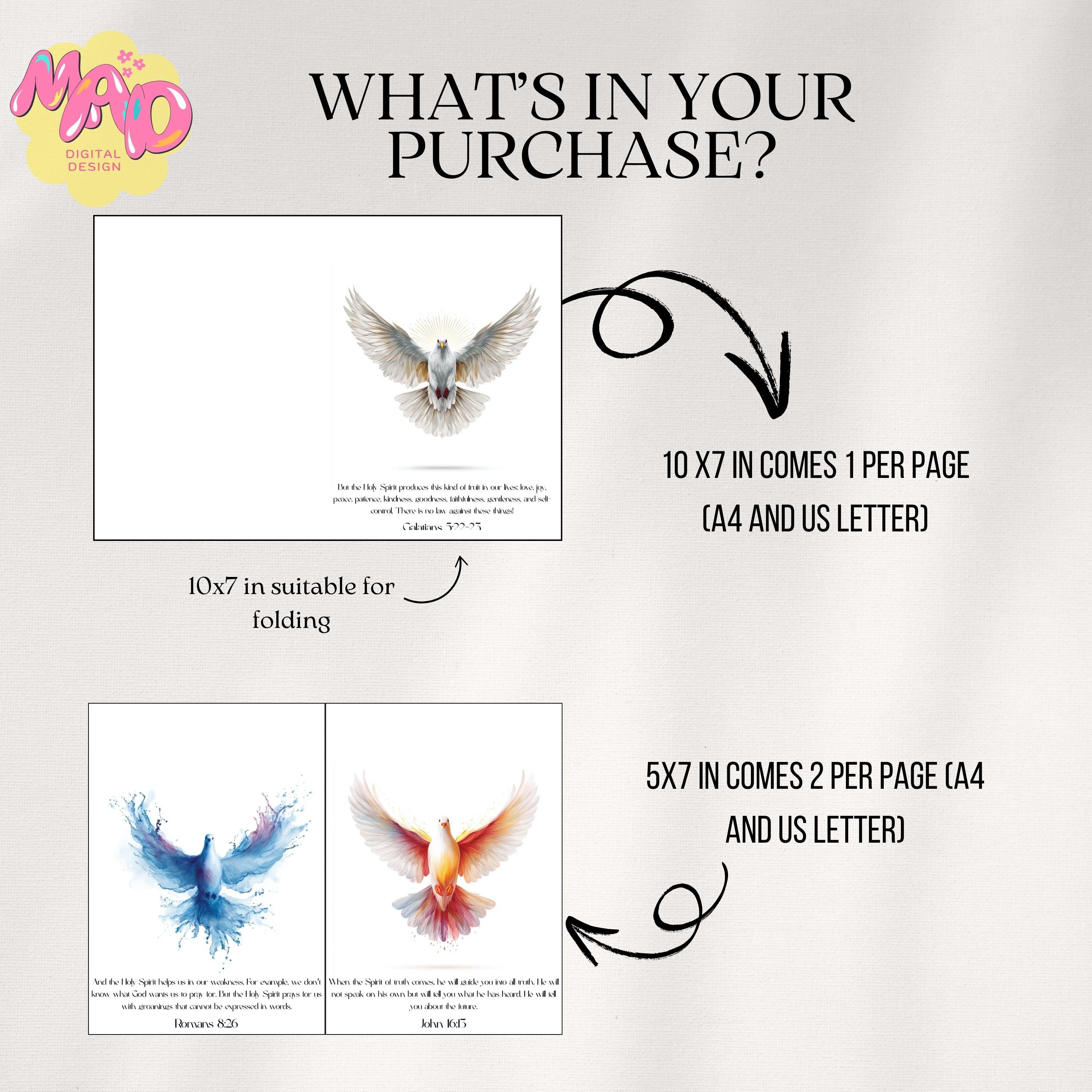 Holy Spirit Cards Printable Bundle: Pentecost Baptism Greeting Cards ...
