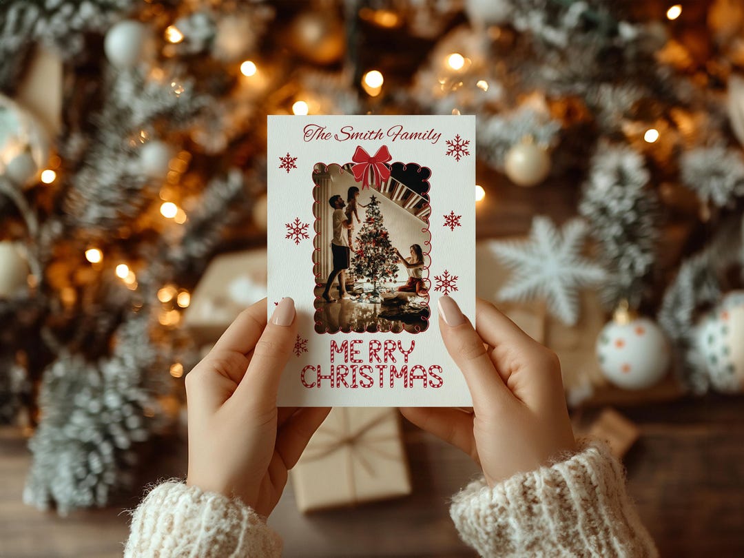 Personalized Christmas Photo Card Template: Editable Family Holiday ...