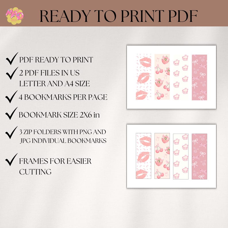 Pink Coquette Bookmark Printable Bundle, Girly Bows Bookmarks ...