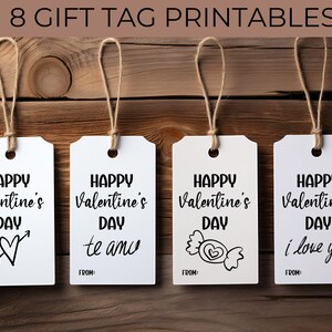 Valentine's Day Gift Tag Bundle, Printable Black and White Labels ...