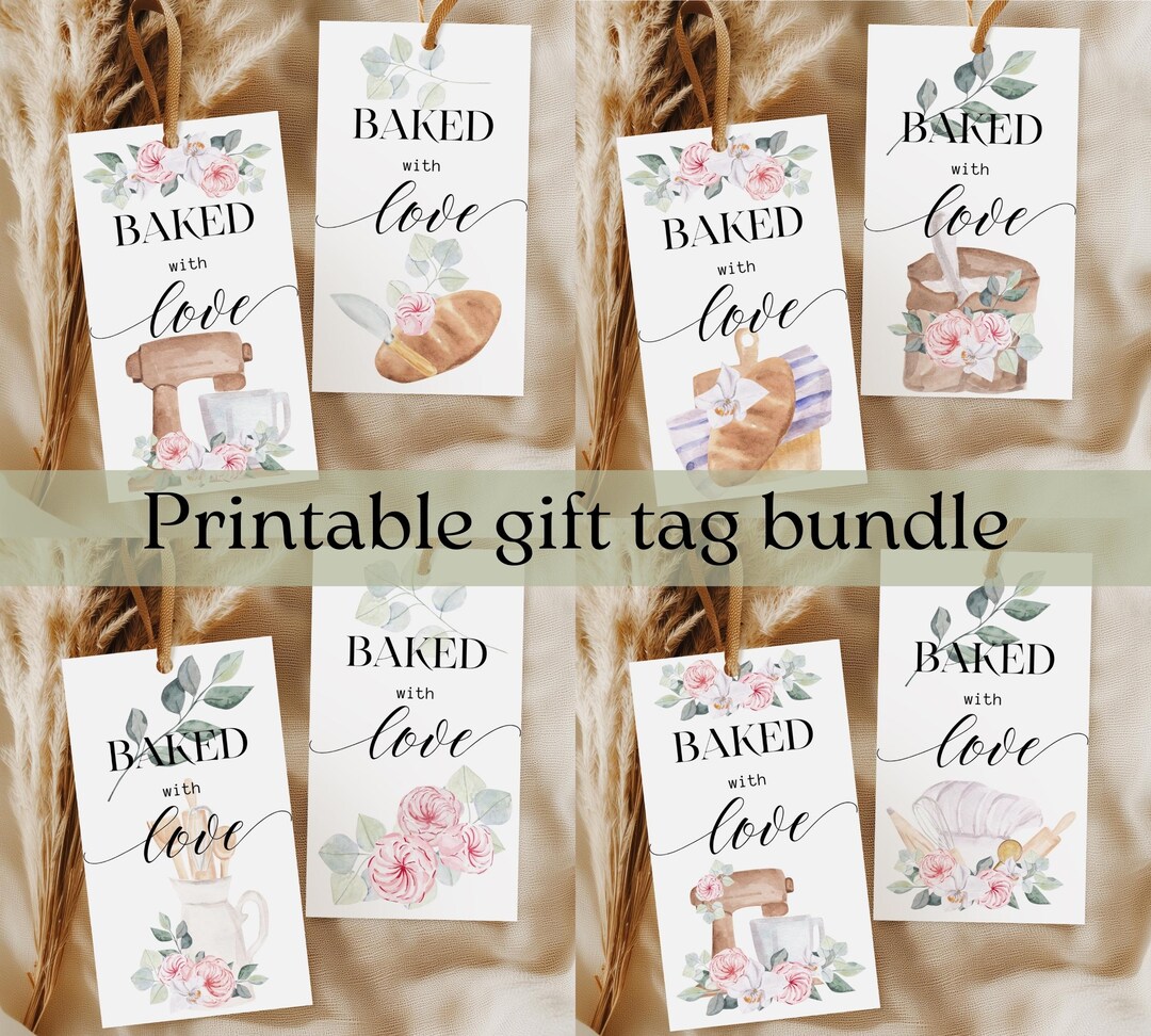 Baked With Love Label Bundle, Printable Coquette Pastel Pink Bakery ...