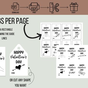 Valentine's Day Gift Tag Bundle, Printable Black and White Labels for ...
