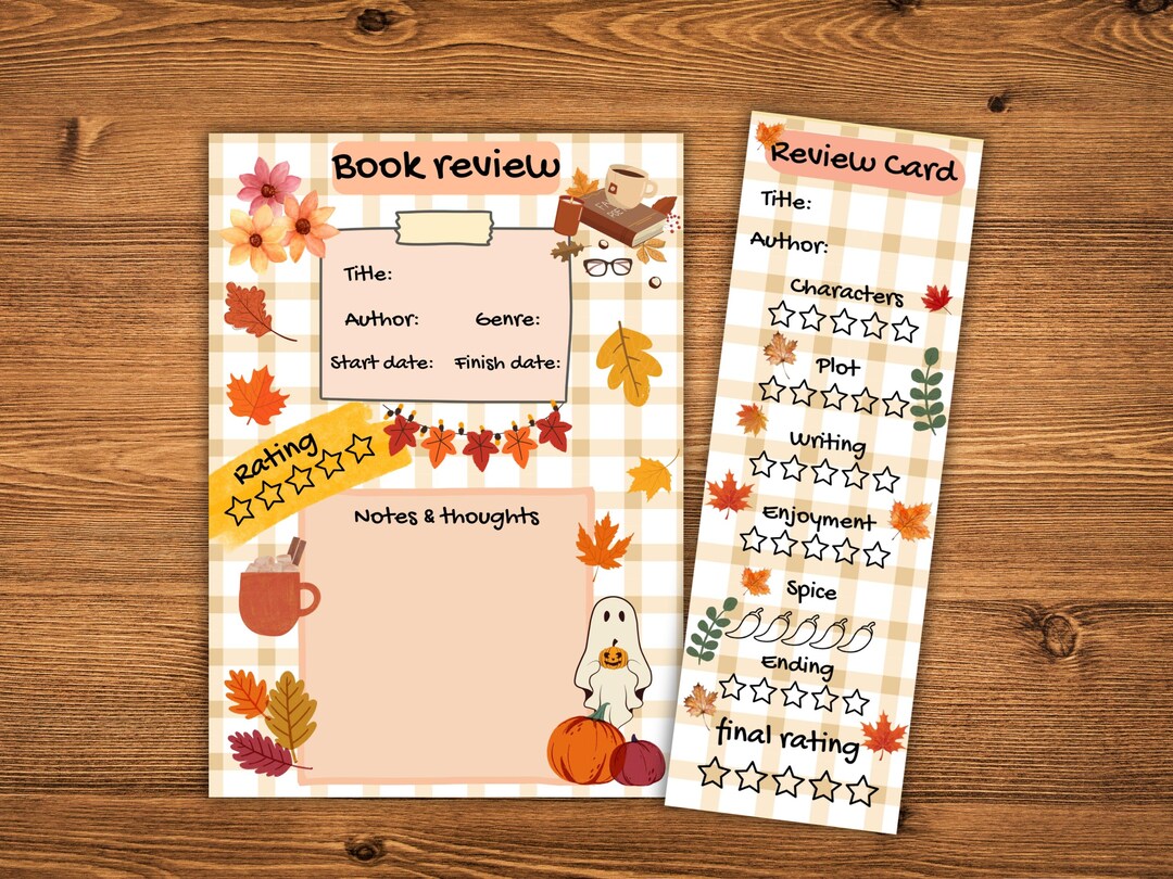 Book Review Bookmark Printable, Fall Bookmark Printable PNG , Book ...