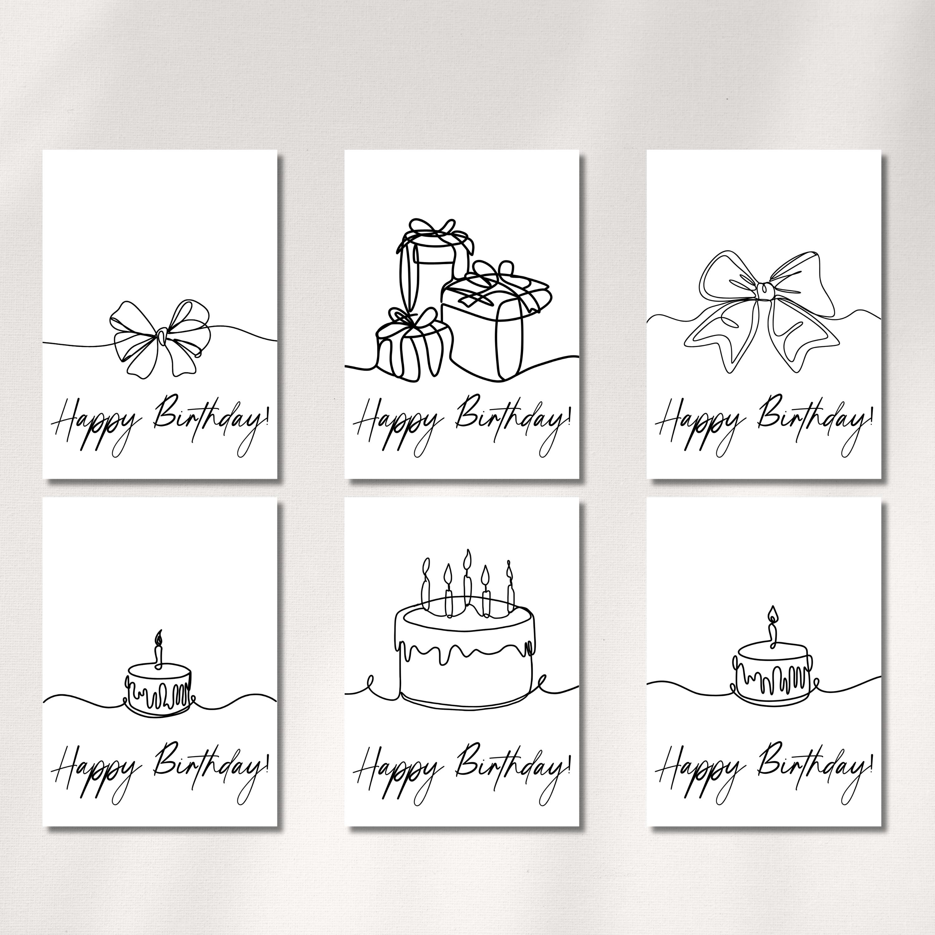 Black And White 2 Printable Birthday Cards