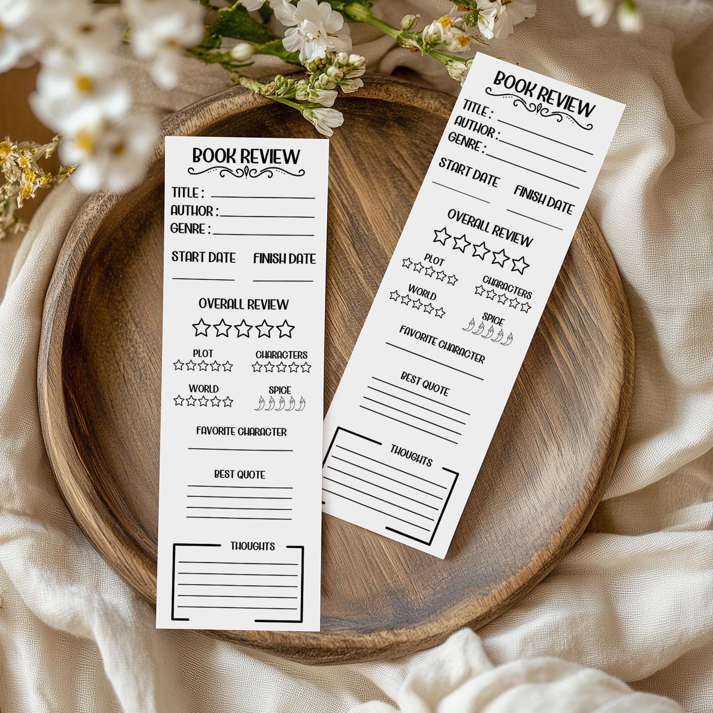 Book Review Bookmark: Printable Reading Journal (PNG, PDF) - Etsy