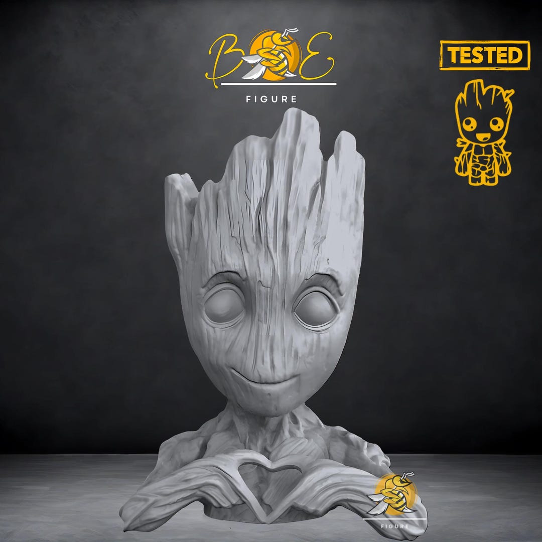 Marvel - Baby Groot Heart Flower Pot High Quality STL File, 3D Digital ...
