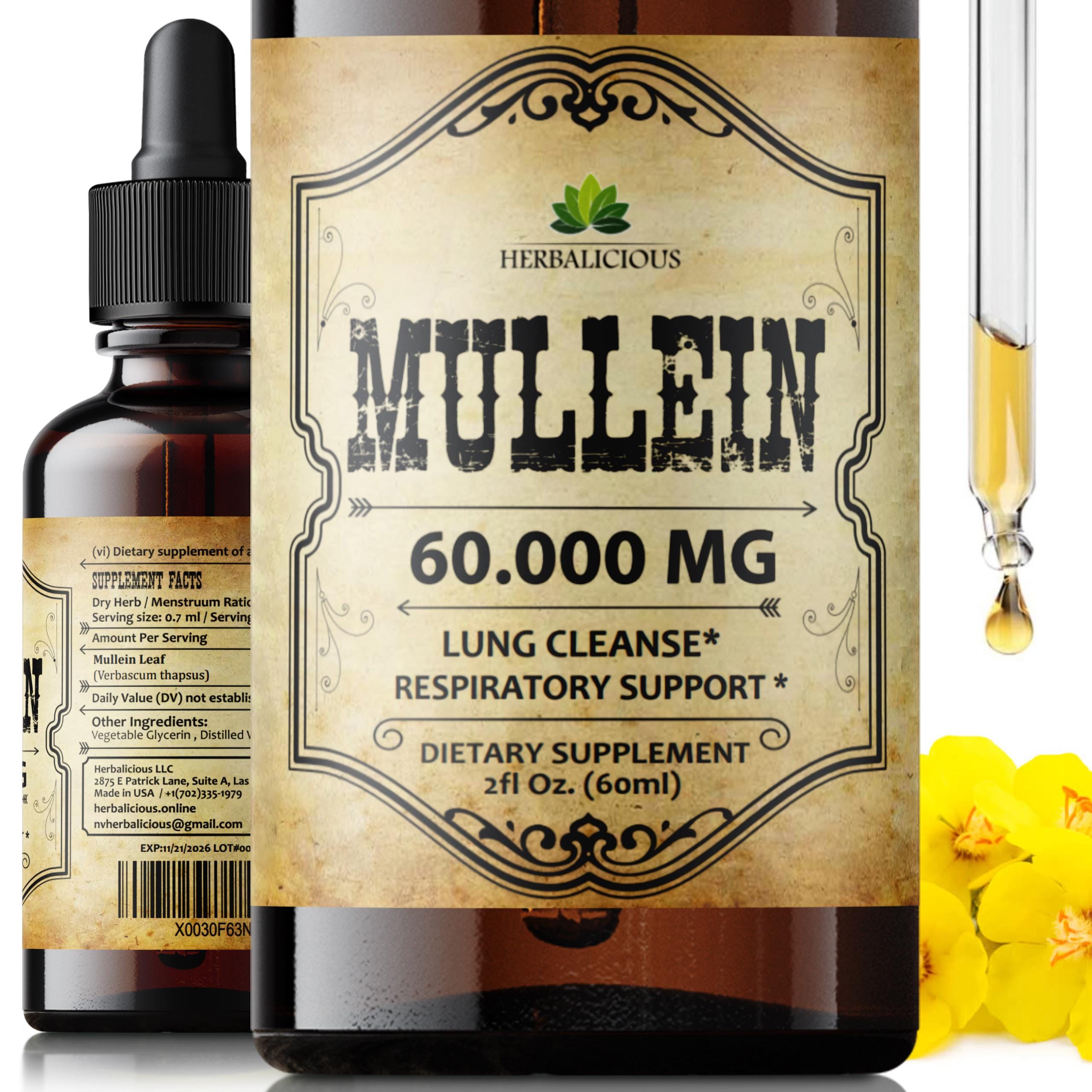 Mullein Leaf Extract 2 Oz | Herbal Tincture | Alcohol-free Botanical ...