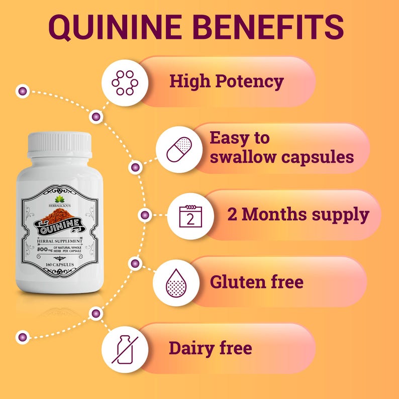 Quinine Capsules - 500mg Natural Herbal Supplement - Immune & Wellness ...