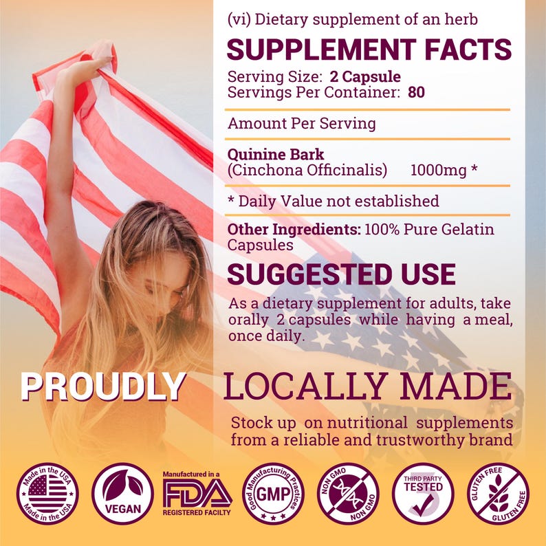 Quinine Capsules - 500mg Natural Herbal Supplement - Immune & Wellness ...