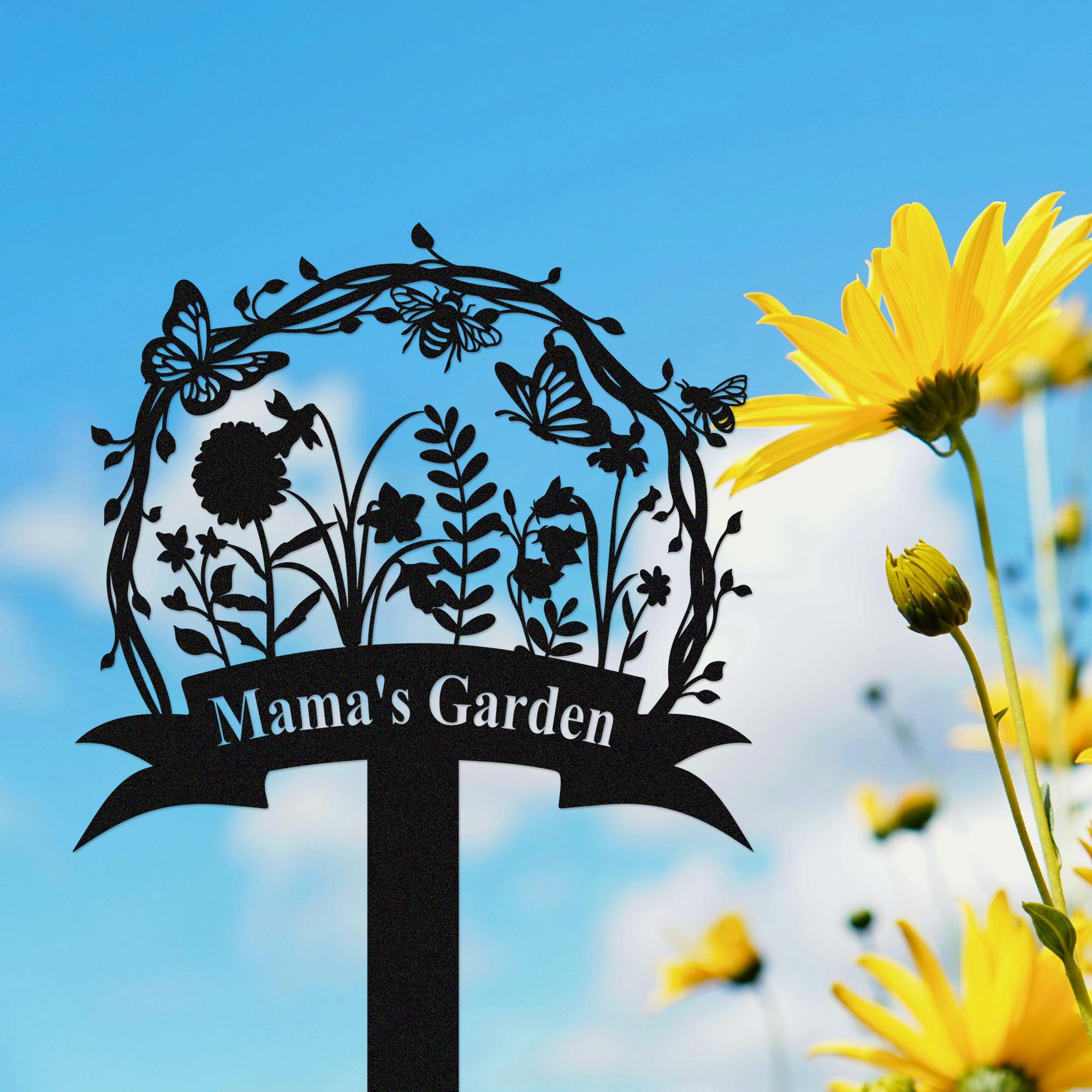 Custom Metal Garden Sign, Personalized Garden Name Stake, Flower Sign ...