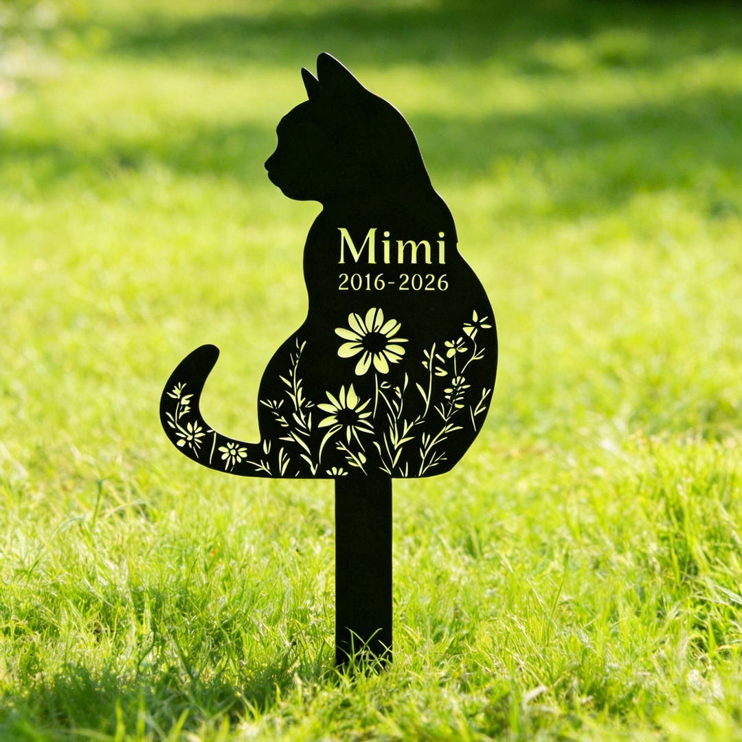 Custom Cat Memorial Stake: Personalized Metal Cat Name Grave Marker ...