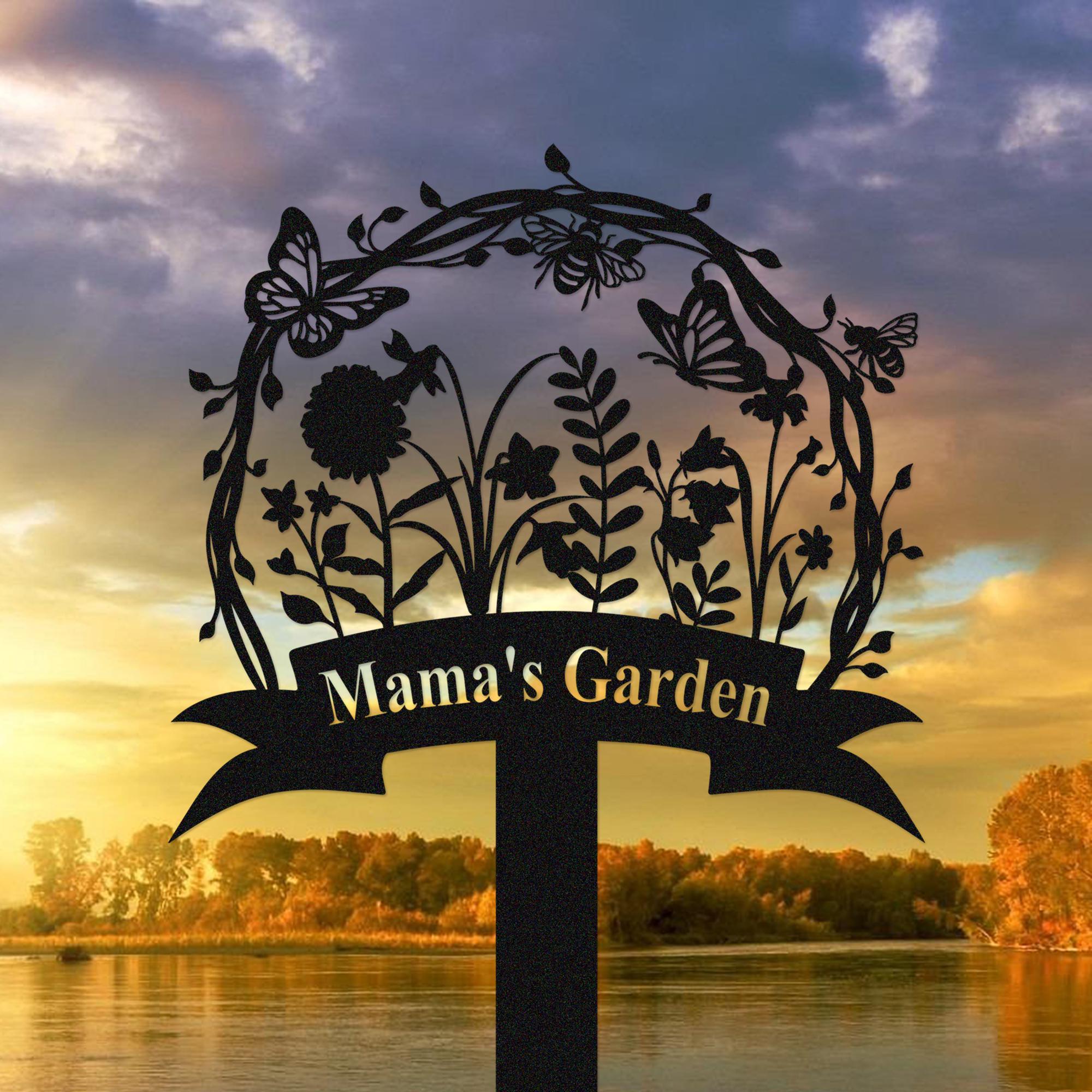 Custom Metal Garden Sign, Personalized Garden Name Stake, Flower Sign ...