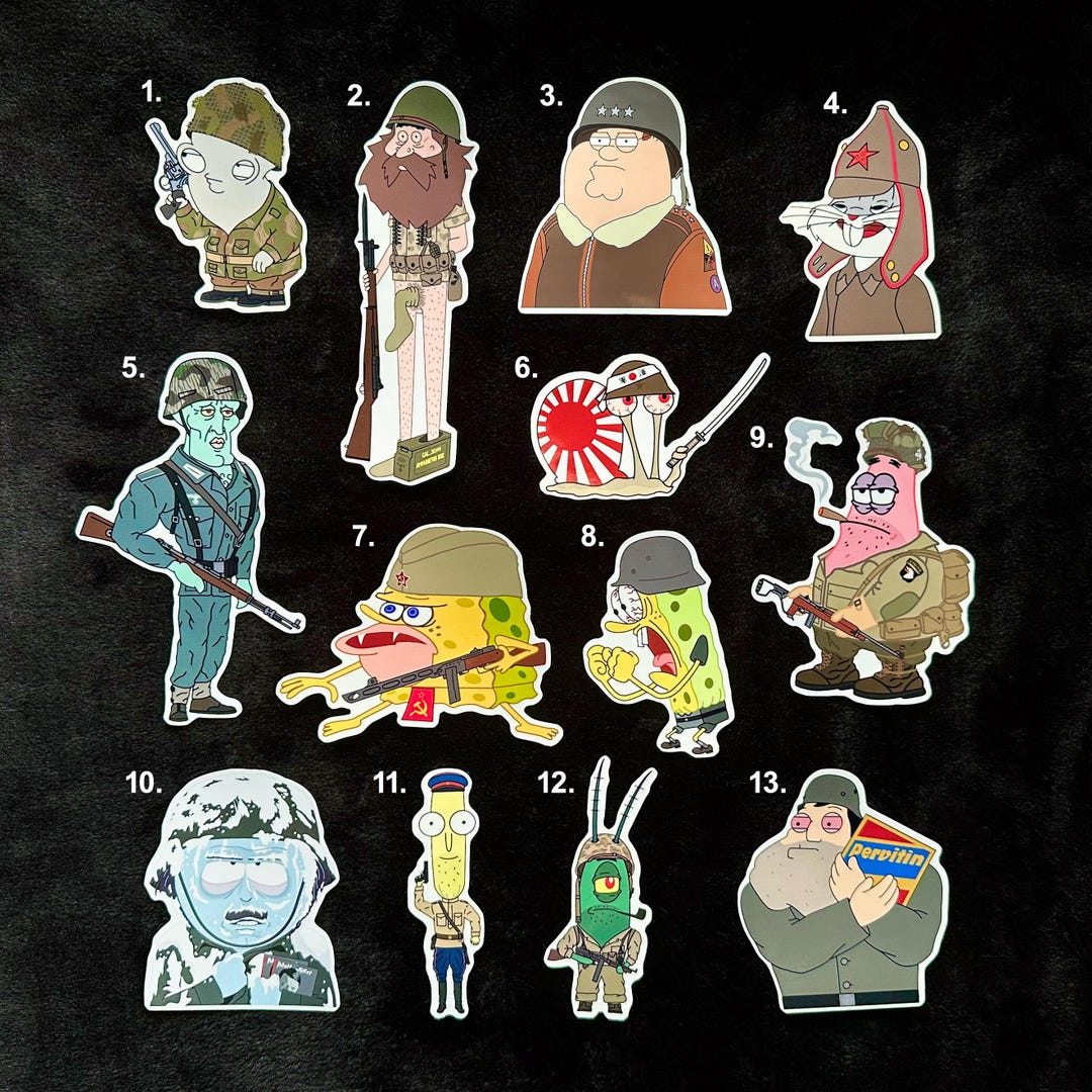 Funny Military WWII Cartoon Stickers, Glossy Vinyl Military Decals - Etsy