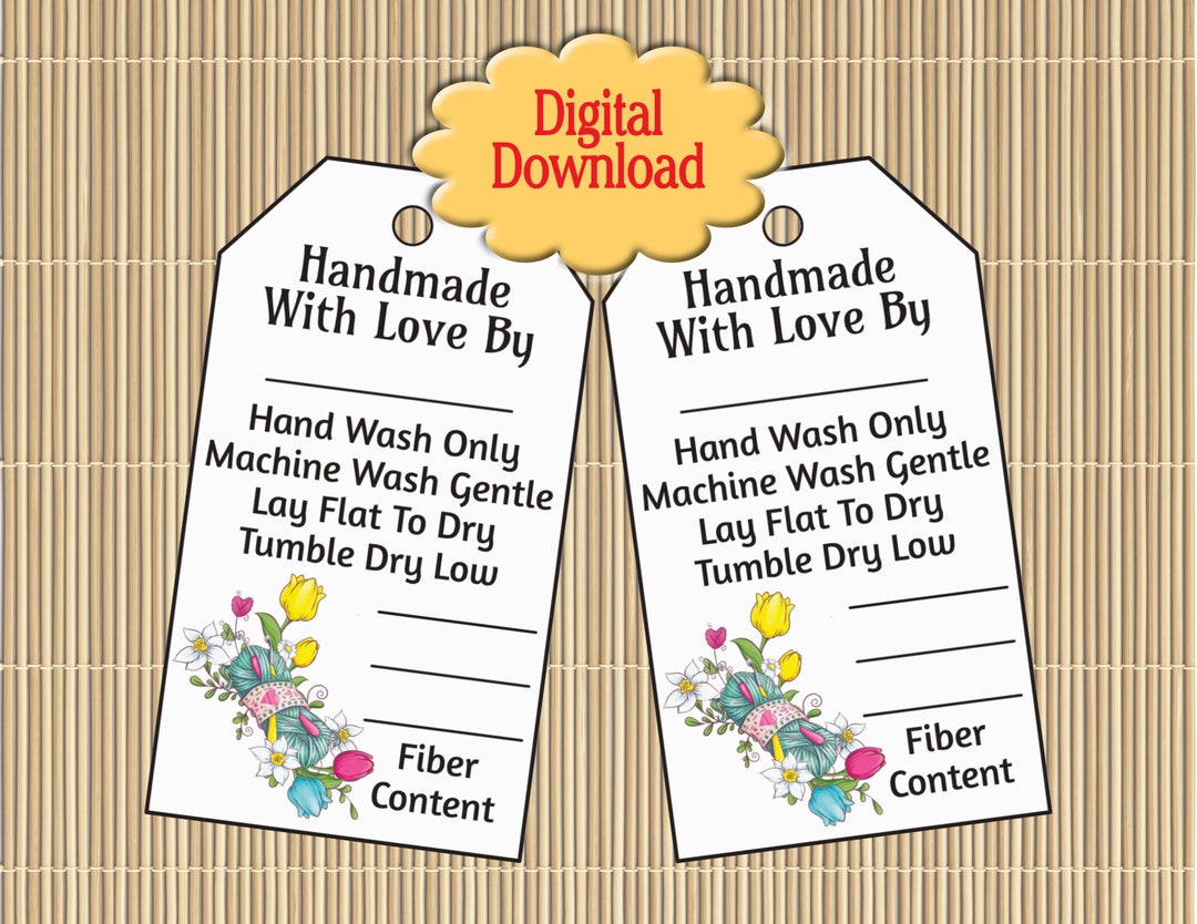Handmade With Love Gift Tags Digital Download Tags for Handmade Knit ...