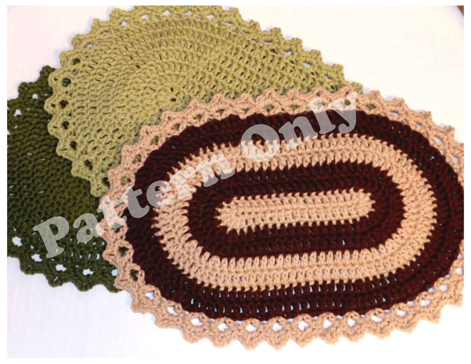 Crochet Pattern for Beginners for Simple Oval Placemat or Table Doily ...