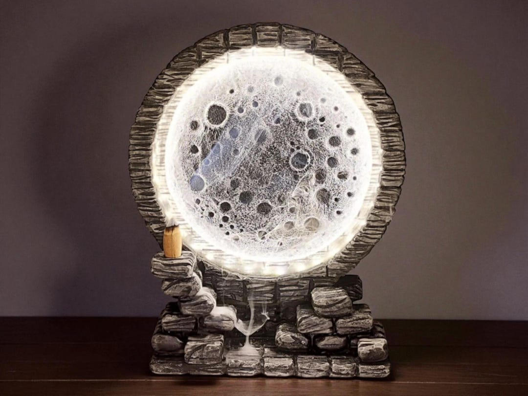 Full Moon LED Backflow Incense Burner | Aromatherapy Decor (10 Cones ...