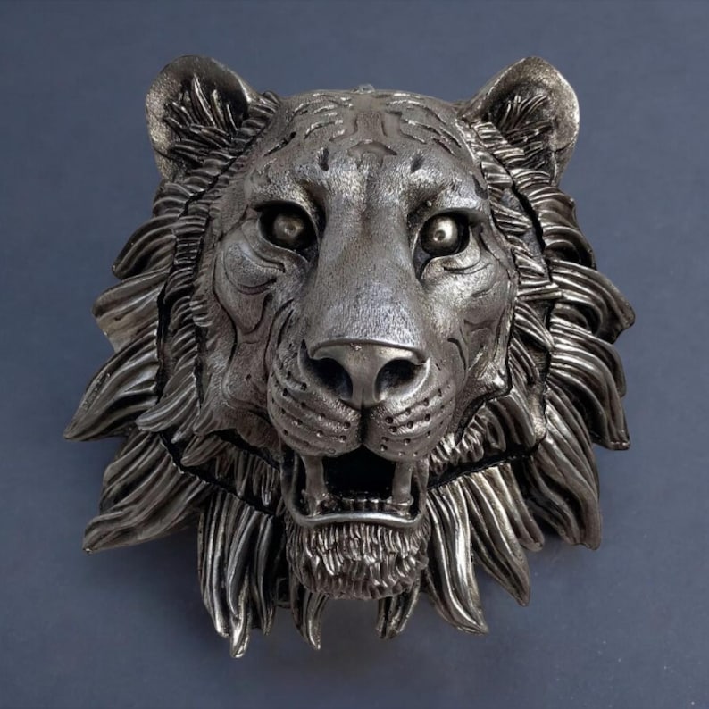Silver Gray Tiger Statue Wall Hanging Tiger Head Head Wall Decor ...
