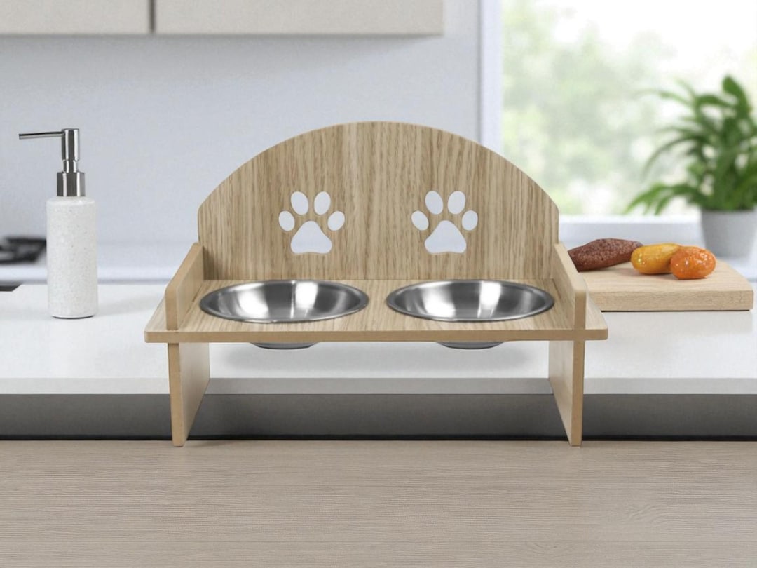 Personalized Wooden Pet Feeder Stand: Custom Name Cat & Dog Bowl - Etsy