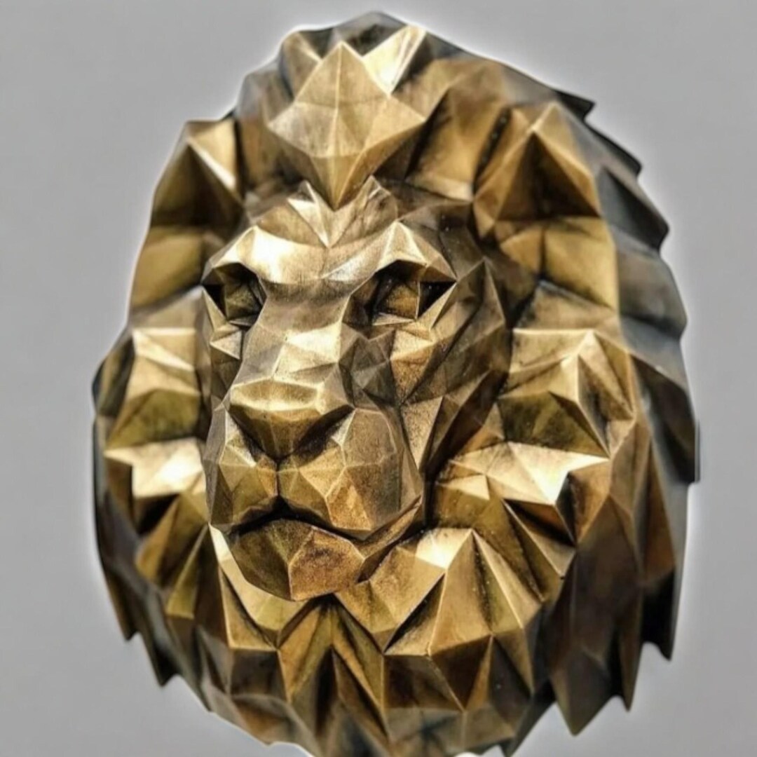 Cubic Lion Head Wall Sculpture - Etsy