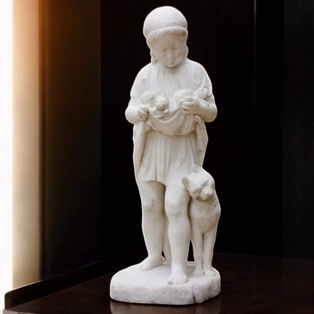 Statue of a Girl With a Kitten From the Roman Period - Decorative ...