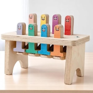 Montessori Wooden Hammering Toy: Colorful Peg Game for Toddlers - Etsy