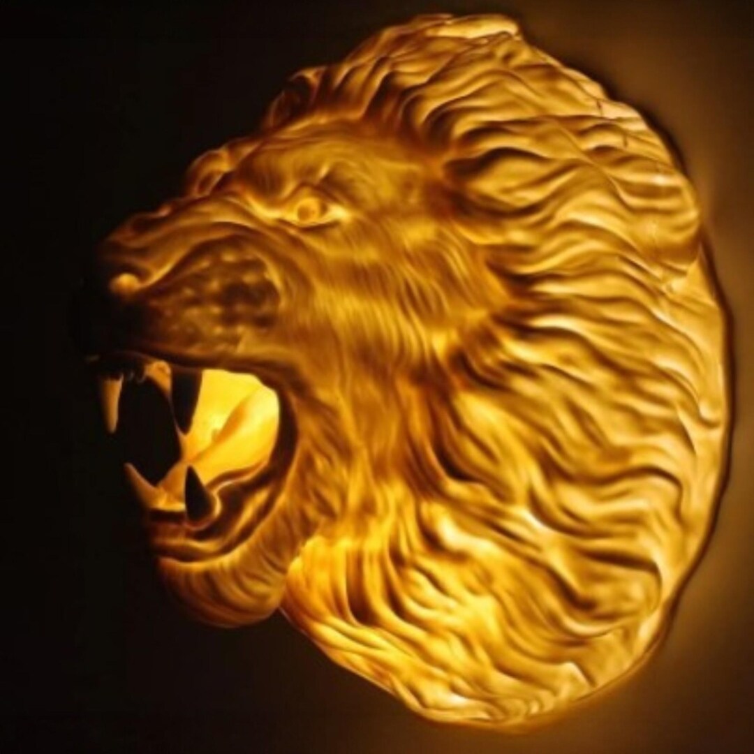 Decorative Large Lion Head Wall Lamp, Illuminated Animal Head Bust - Etsy