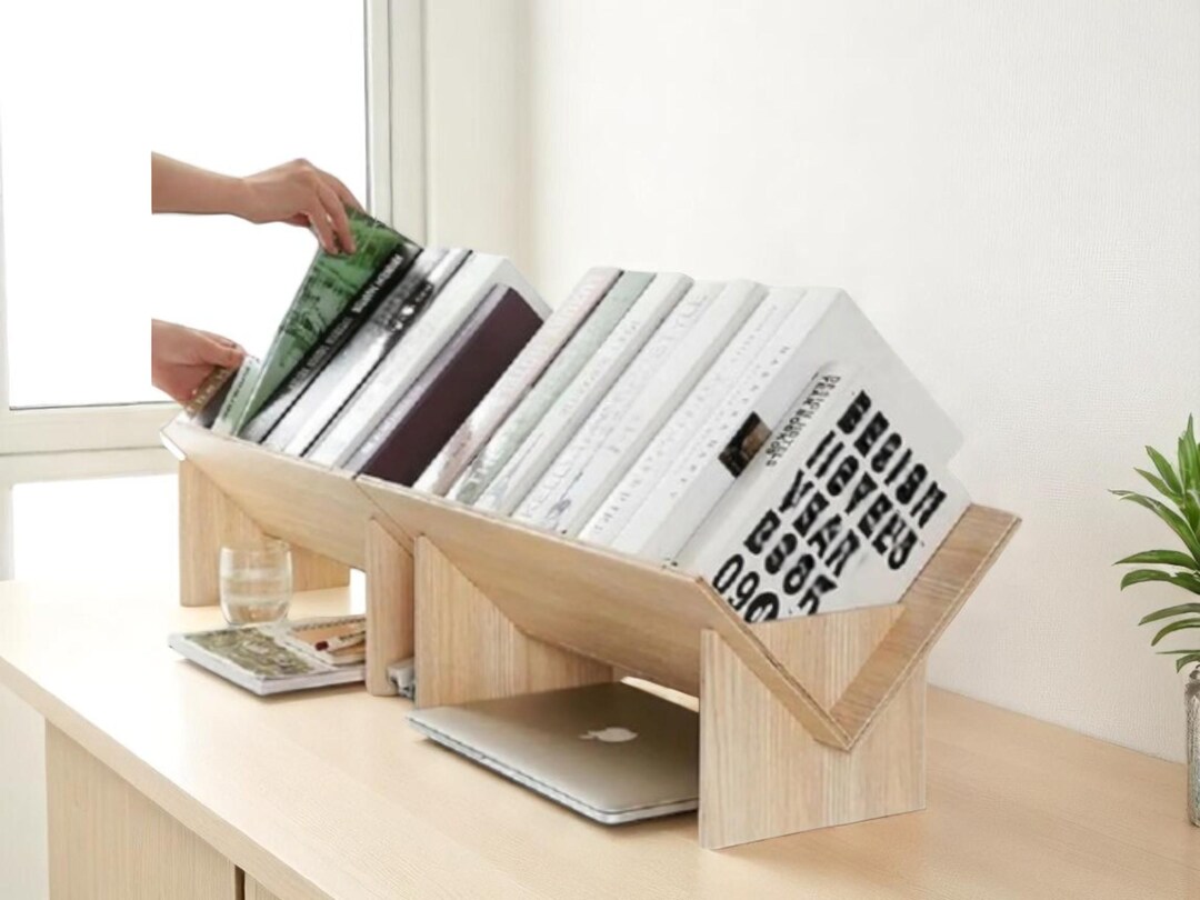Modern Wooden Desktop Bookshelf: DIY Decorative Book Rack, 20x50 Cm - Etsy