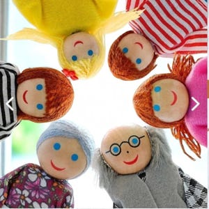 Wooden Puppet Family Set – 6-piece Handcrafted Doll Figures ...