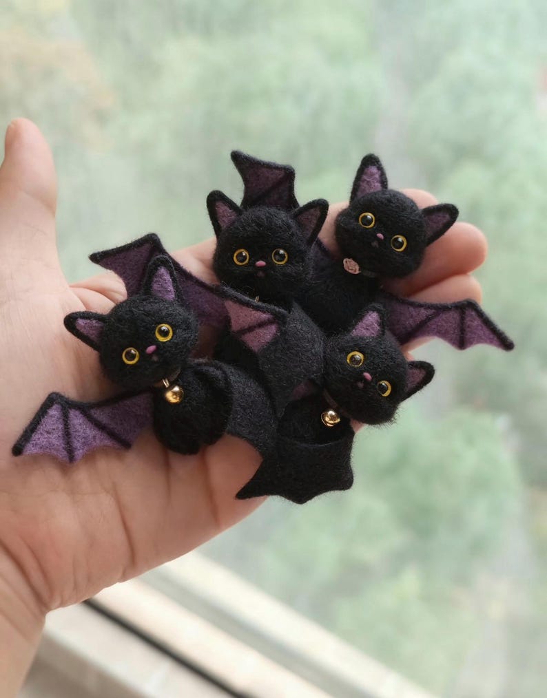 Needle Felted Bat Sculpture – Handmade Wool Bat Figurine, Feld Bat ...