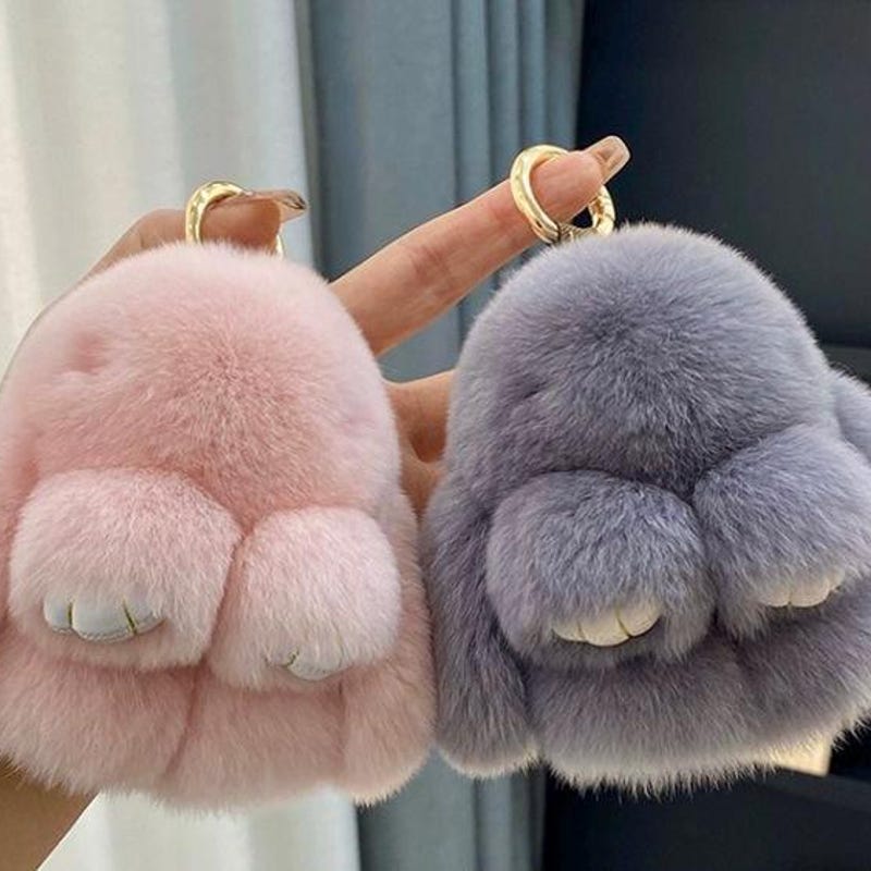 Rabbit Fur Rabbit Keychain - Etsy
