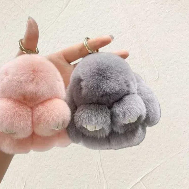 Rabbit Fur Keychain - Etsy