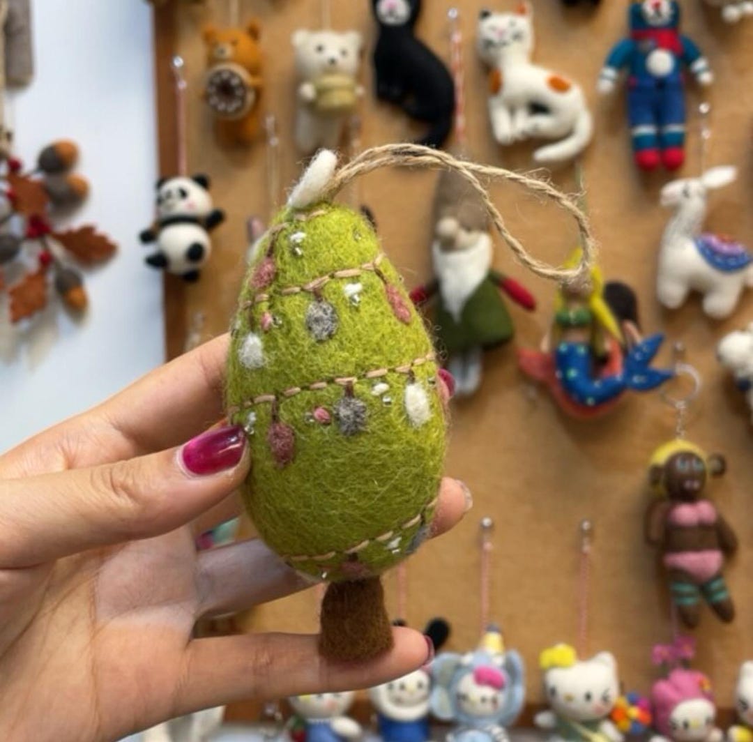 Handmade Wool Felt Christmas Tree Ornament - Embroidered Holiday Decor ...