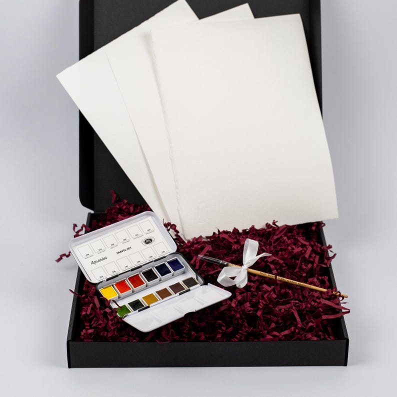 Gift Set "from A WHITE Sheet" Watercolor Paper Made in Latvia From 100% ...