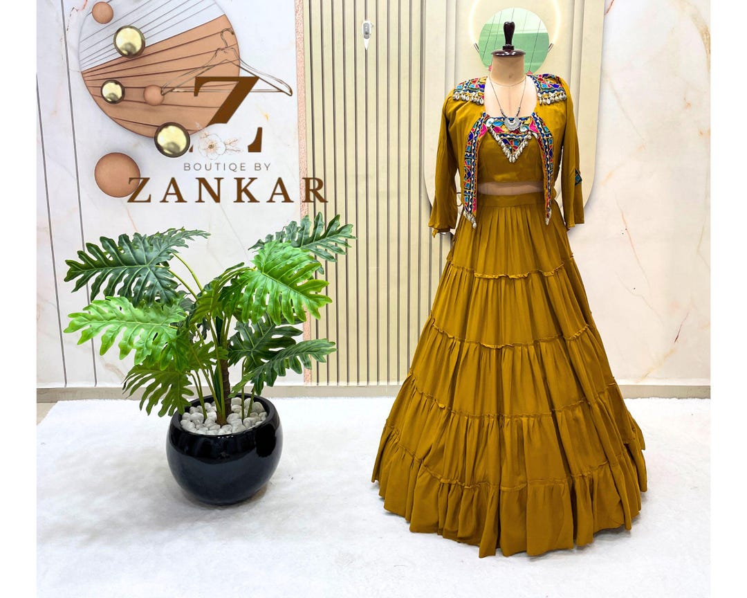 Musterd Navratri Lehenga Set With Jacket 3pc Garba Chaniya Choli for ...