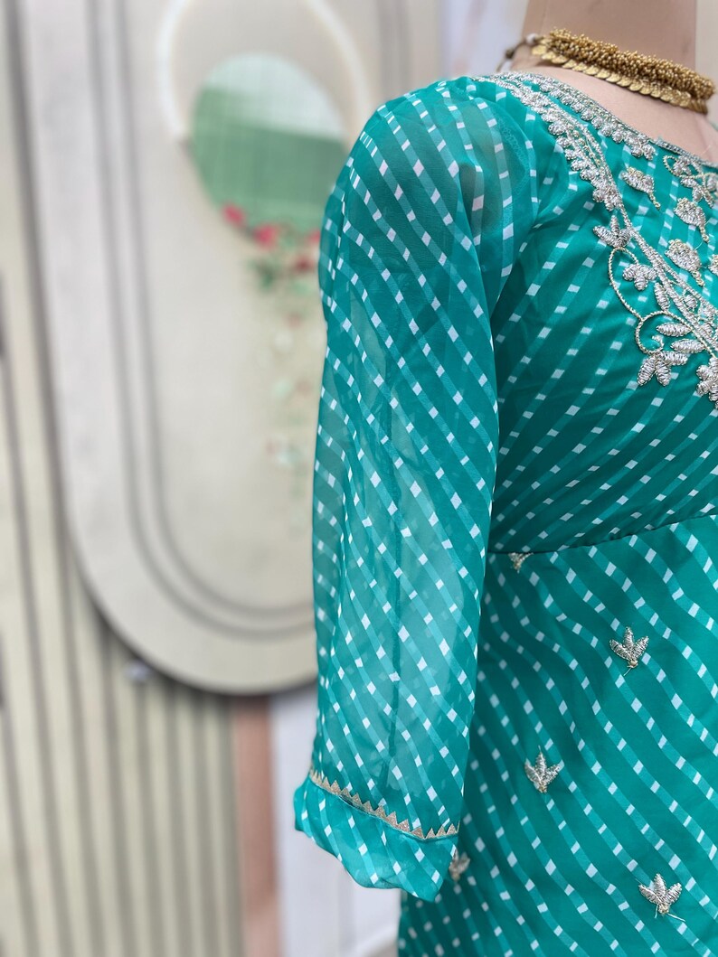 Teal Green Georgette Lehenga Choli: Sequins Embroidery, Indian Wedding ...