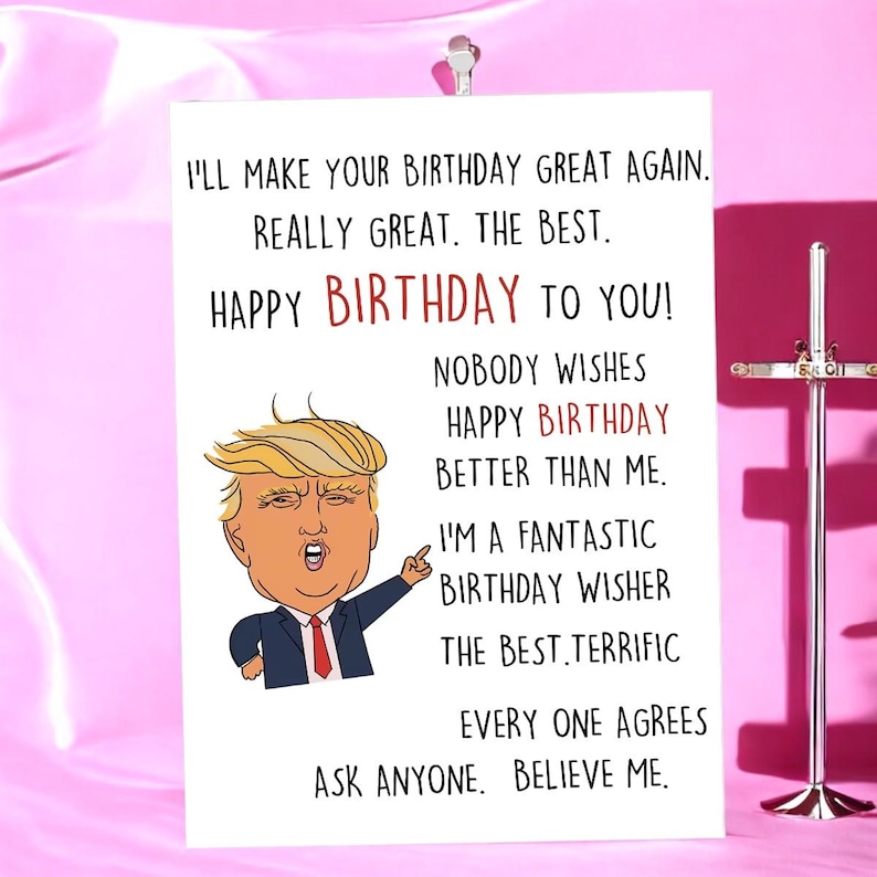 1PC Funny Creative Trump Birthday Card – Trump Theme Hilarious Birthday ...